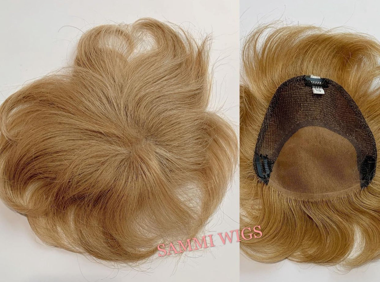 Hand made monofilament clip on hair topper in 100% human hair in blond ...