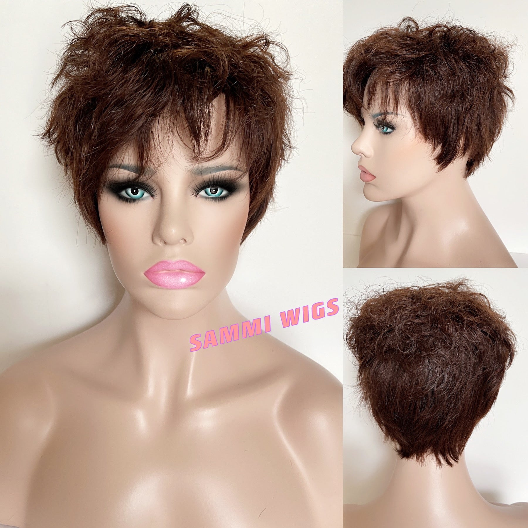 All hand made new short 100% human hair wig – Sammiwigs