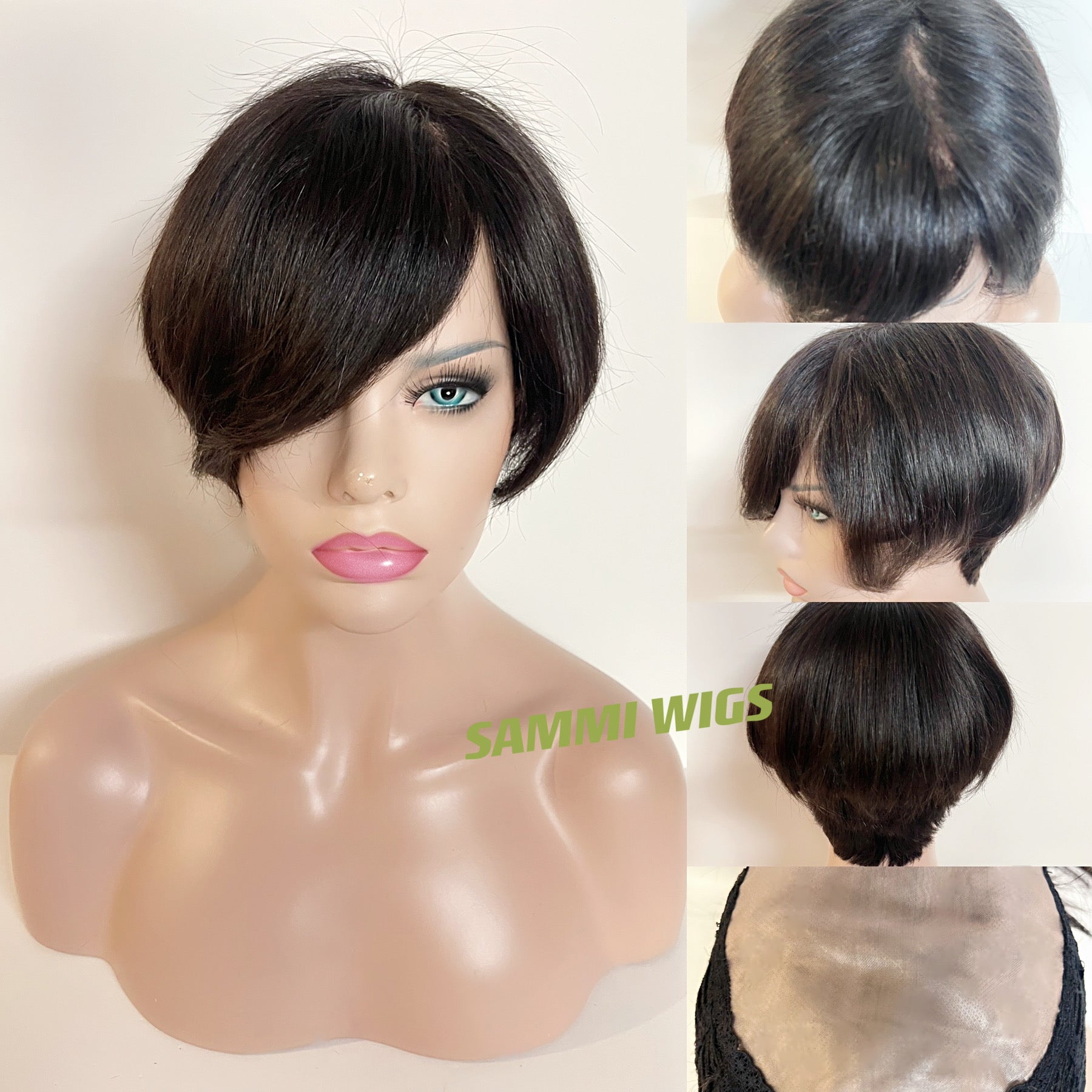 All hand made short 100% human hair wig – Sammiwigs